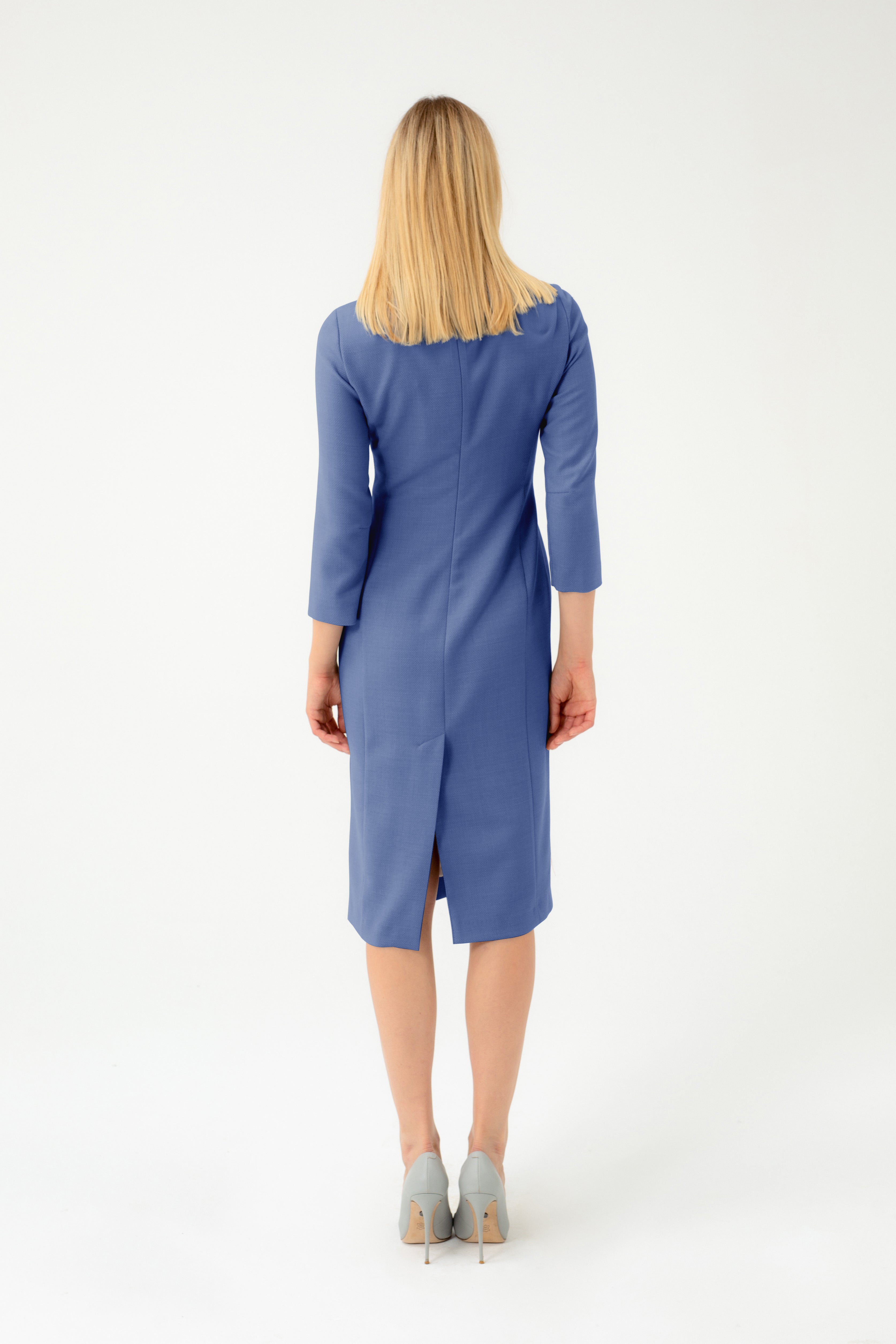 FITTED MIDI LENGTH BLUE DRESS – InAvati