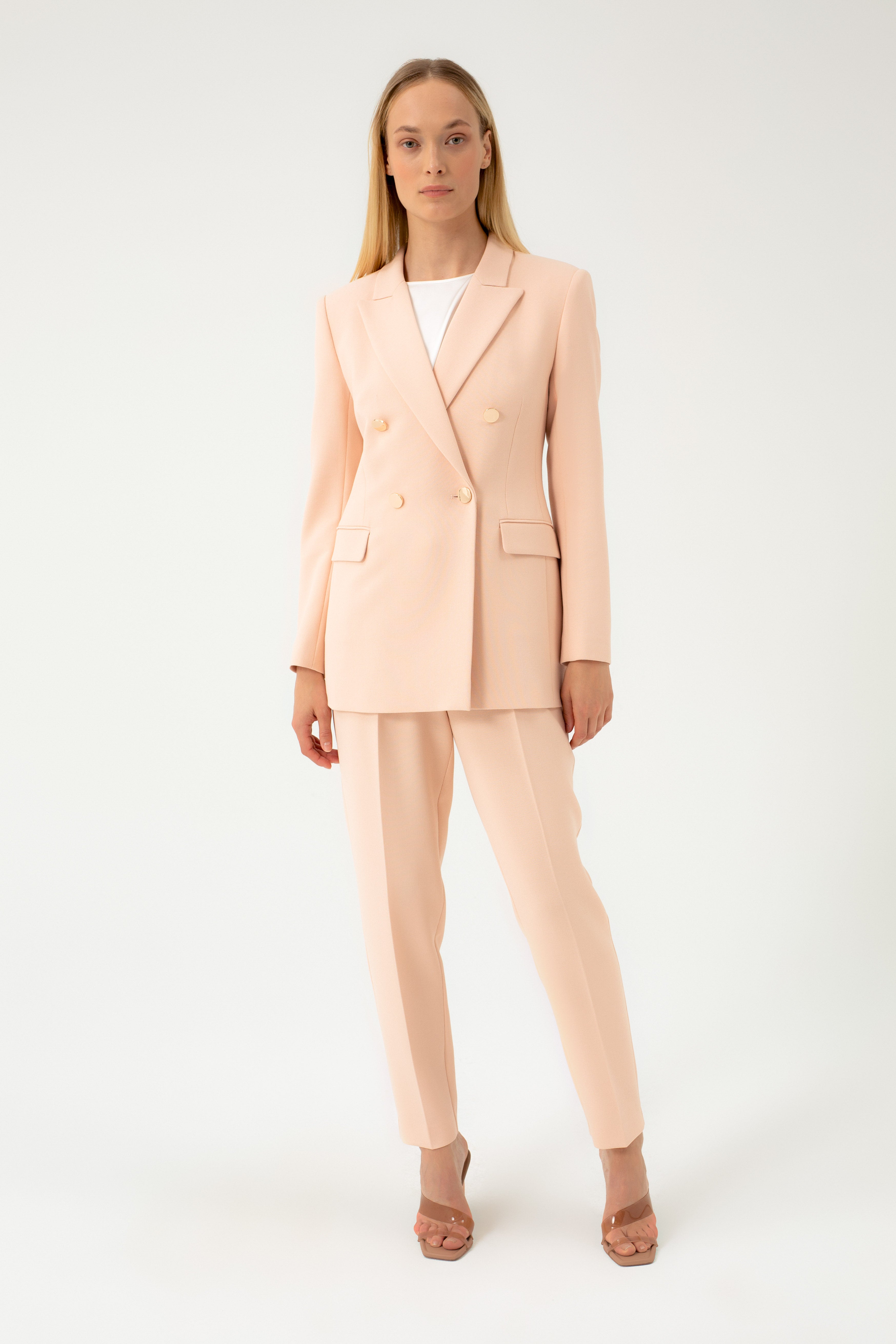 DOUBLE-BREASTED PEACH FITTED BLAZER – InAvati