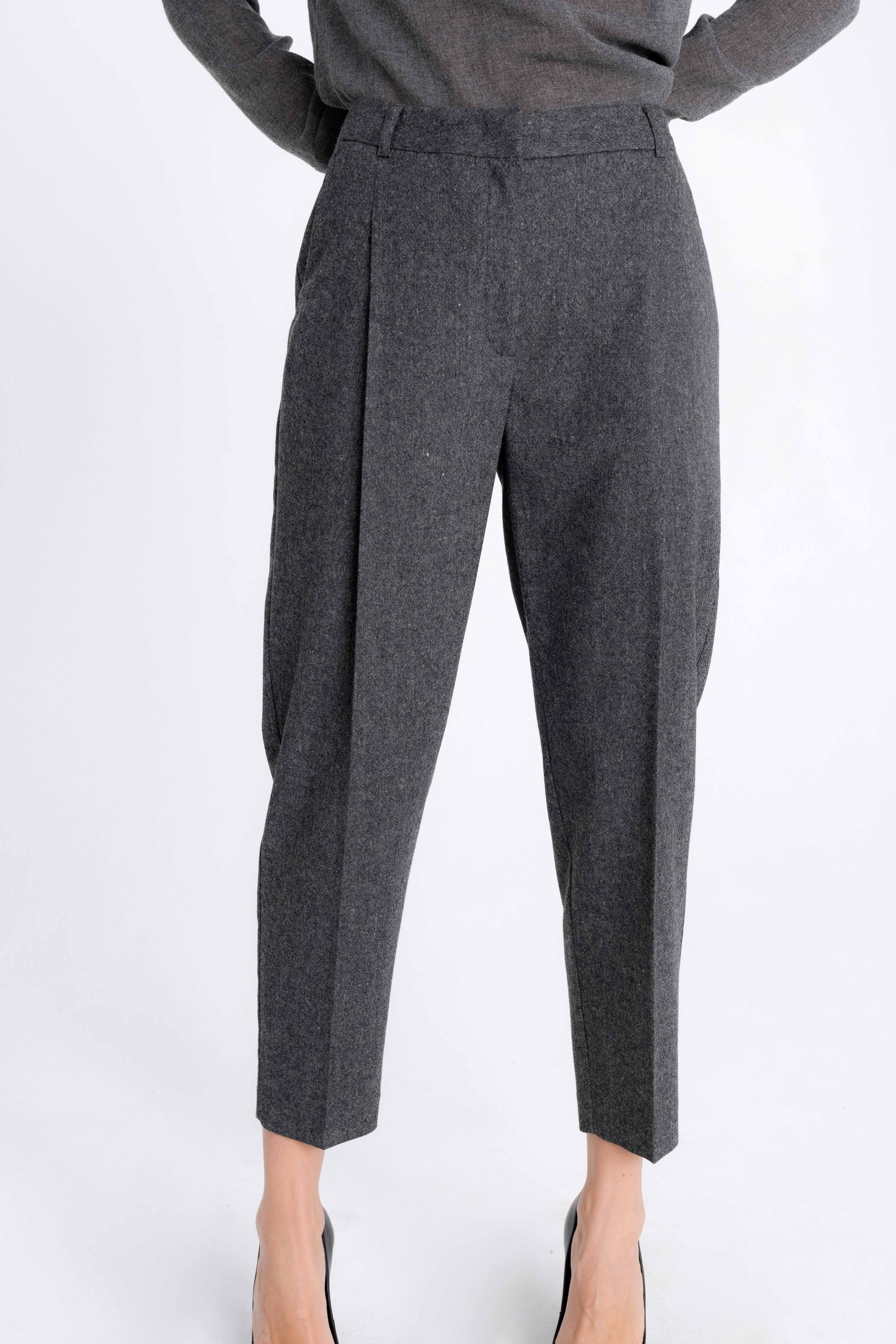 TAPERED GREY MELANGE TROUSERS – InAvati