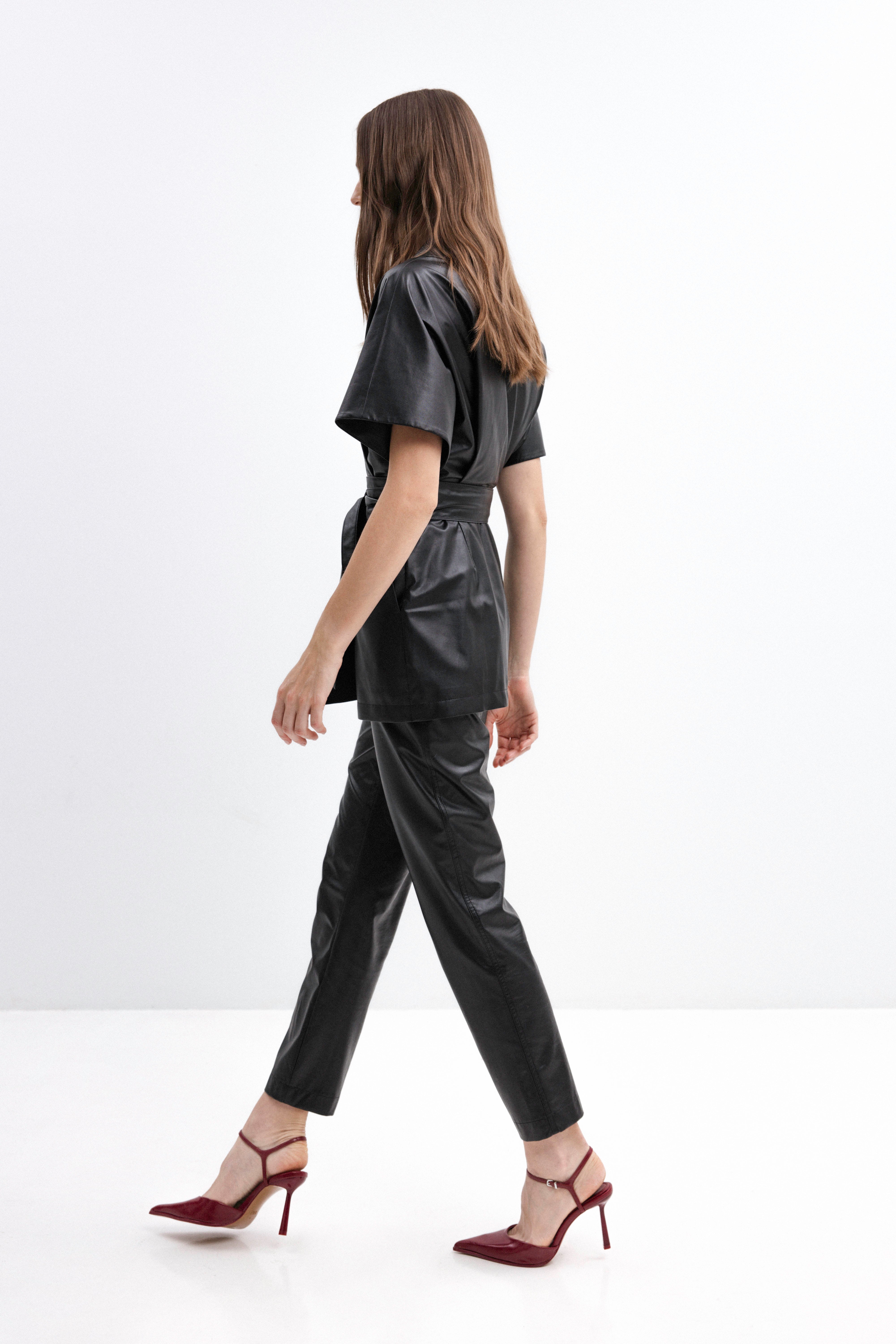 BLACK ECO LEATHER TROUSERS – InAvati